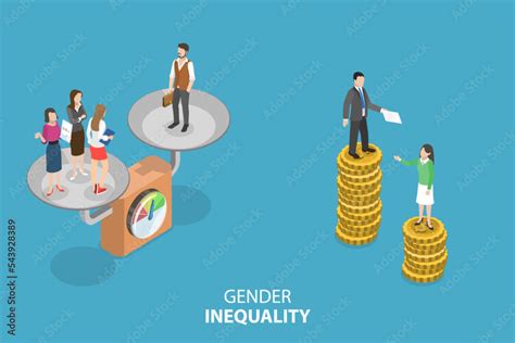 D Isometric Flat Vector Conceptual Illustration Of Gender Inequality