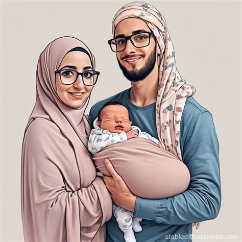 Cartoon Couple With Newborn Twins Stable Diffusion Online