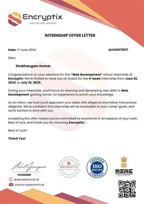 Shubhangam Kumar On Linkedin Webdevelopment Internship Encryptix Techindustry Cybersecurity