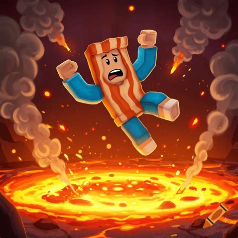 A Roblox Like Character In A Bacon Costume Falls Into A Swirling Pool