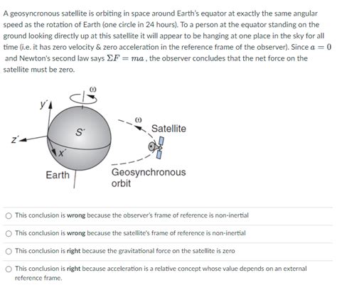 Solved A Geosyncronous Satellite Is Orbiting In Space Around Chegg