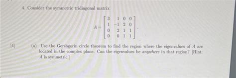 Solved 4 Consider The Symmetric Tridiagonal Matrix