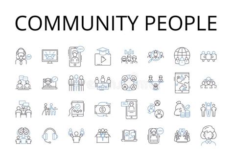 Community People Line Icons Collection Society Individuals Neighbourhood Citizens Team