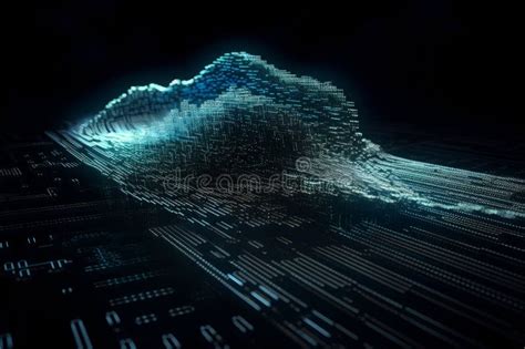 Neon Cloud Tech Futuristic Binary Trail Illustrating Cloud Computing Stock Illustration