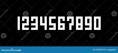 lettering numbers from zero to nine square and bold pixel art style