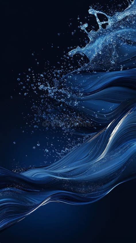 An Aesthetic Visualization Of Water Flow In A Beautiful Deep Blue Setting And Environment Stock