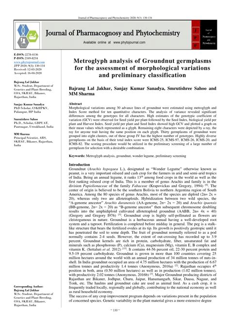 Pdf Metroglyph Analysis Of Groundnut Germplasms For The Assessment Of