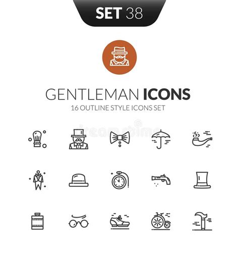 Outline Black Icons Set In Thin Modern Style Stock Vector