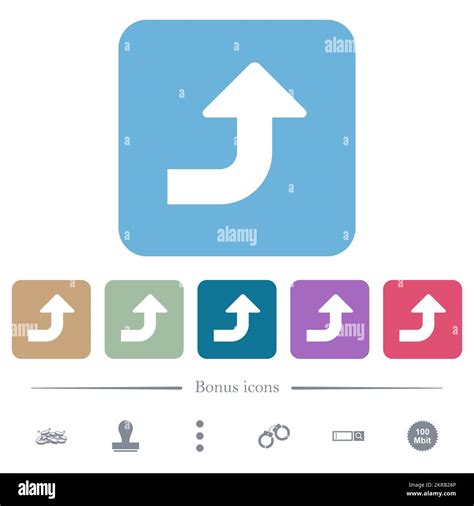 Right Top Side Turn Arrow Solid White Flat Icons On Color Rounded Square Backgrounds 6 Bonus