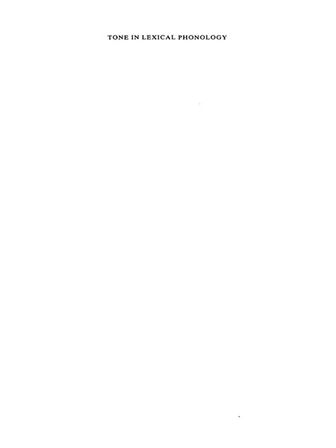 Tone In Lexical Phonology 1986 Lexicon Phonology