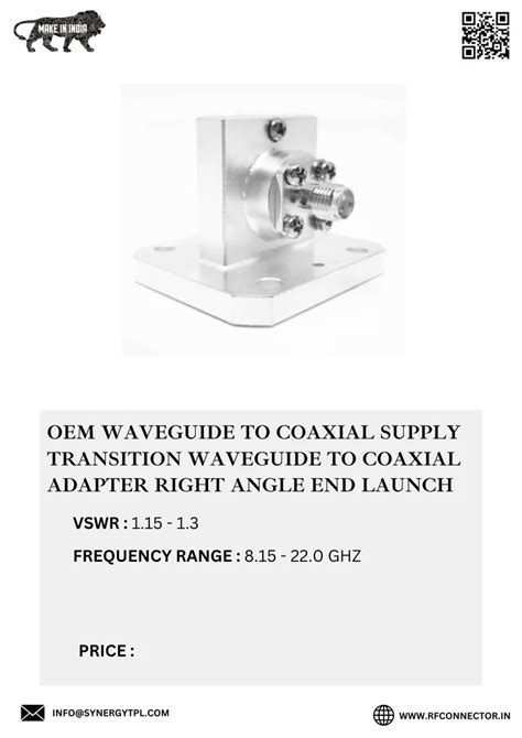 Oem Waveguide To Coaxial Supply Transition Waveguide To Coaxial Adapter