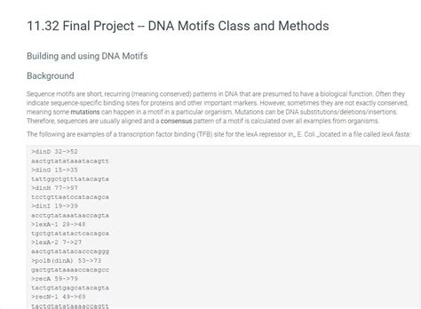 11 32 Final Project Dna Motifs Class And Methods