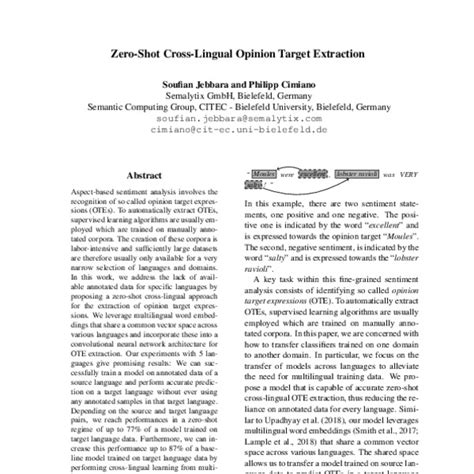Zero Shot Cross Lingual Opinion Target Extraction Acl Anthology