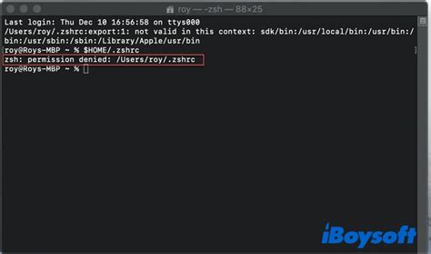 how to fix zsh permission denied in mac terminal