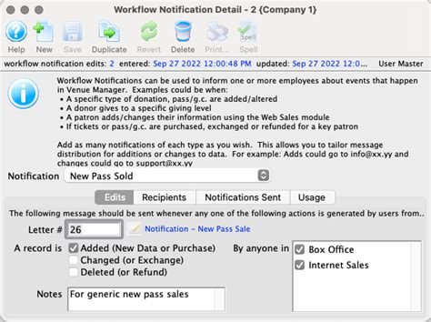 theatre manager manual workflow notifications