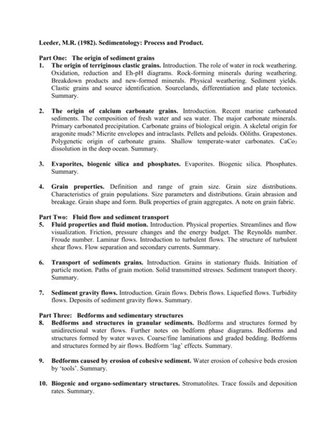 Sedimentology Process And Product