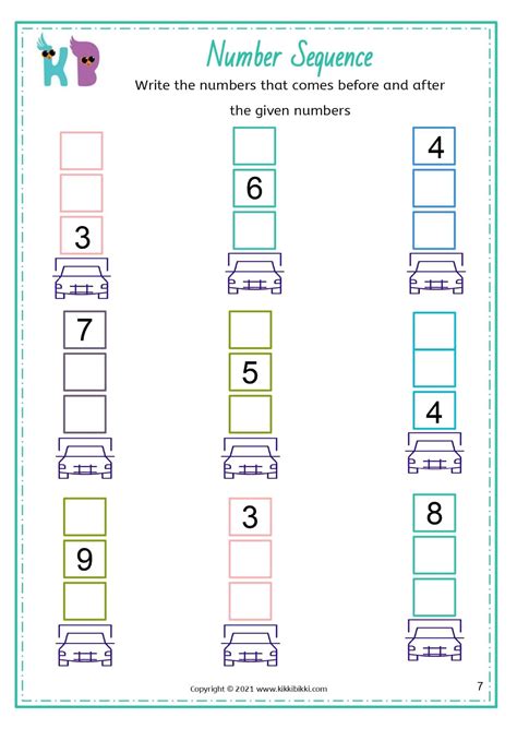15 Number Sequence Kindergarten Worksheets Kikkibikki