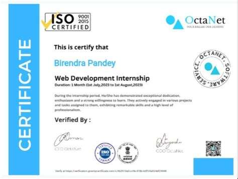 birendra pandey on linkedin octanet internship webdevelopment july2023