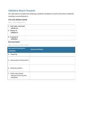 Template AssessmentValidationReport Dotx Validation Report Template You Will Need To Complete