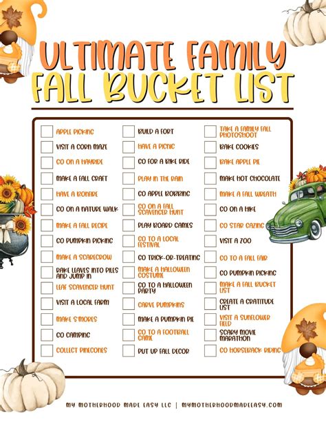 The best fall bucket list free printable for a super fun autumn – Artofit