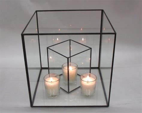 One 12 Inch Glass Cube Candle Box Card Box Terrarium Display Case