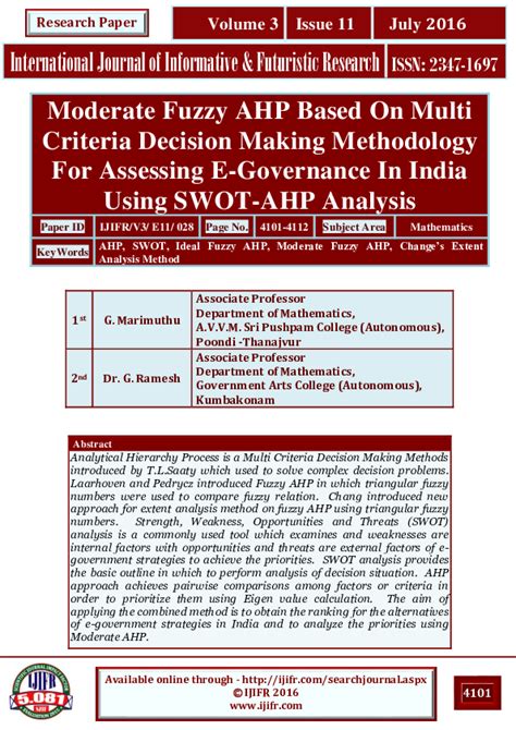 Pdf Moderate Fuzzy Ahp Based On Multi Criteria Decision Making Methodology For Assessing E