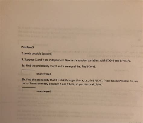 solved problem 5 2 points possible graded 5 suppose x and