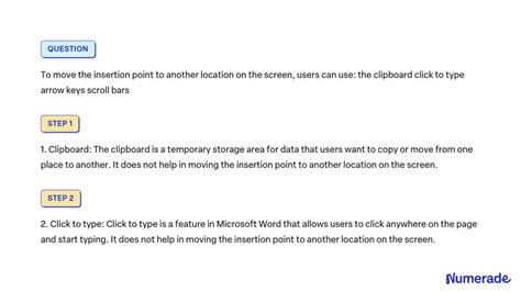 SOLVED To Move The Insertion Point To Another Location On The Screen Users Can Use The