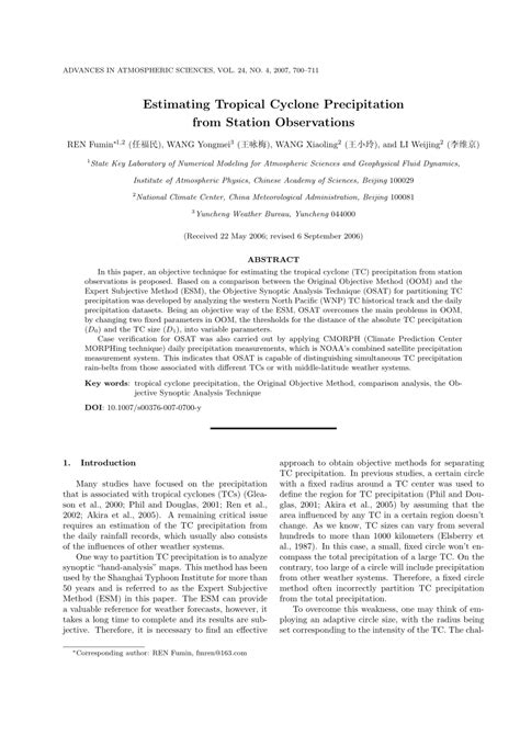 Pdf Estimating Tropical Cyclone Precipitation From Station Observations