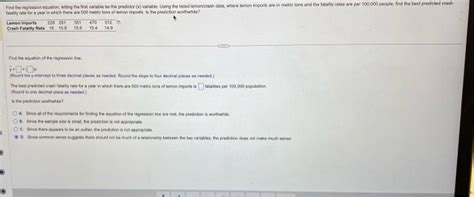 solved find the regression equation letting the first