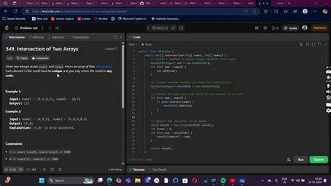 Intersection Of Two Arrays Leetcode 349 Youtube