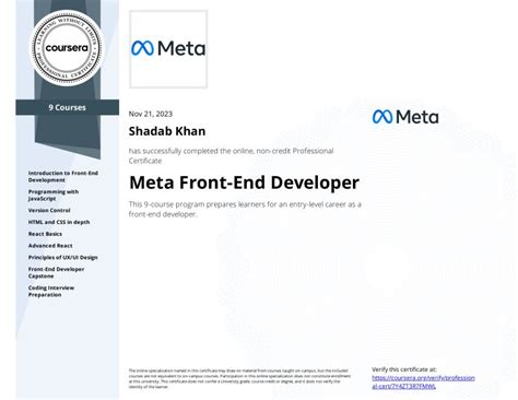 Shadab Khan On Linkedin Frontenddeveloper Careermilestone Metacertified