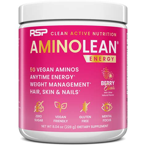 Rsp Nutrition Aminolean Berry Elixir Pre Workout Powder With Bcaas