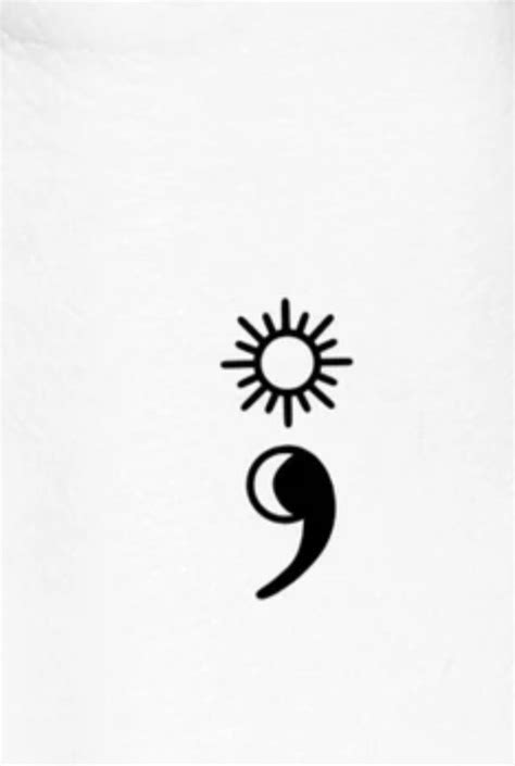 Sun Moon Semi Colon Tattoo Signs Simple Line Tattoo Semicolon Tattoo