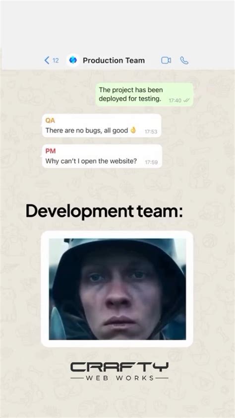 crafty web works web design agency no bugs think again 😂 check