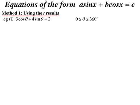 Ppt Equations Of The Form Asinx Bcosx C Powerpoint Presentation