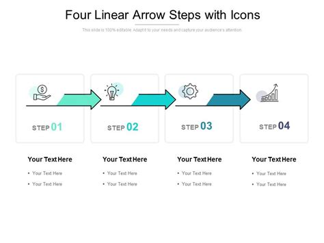 Four Linear Arrow Steps With Icons Ppt PowerPoint Presentation Designs