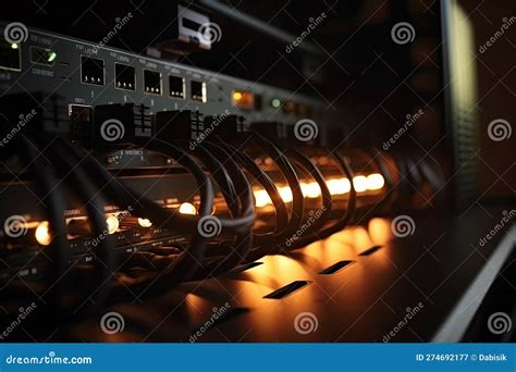 Network Cables Connected Into Switches Generative Ai Stock Illustration Illustration Of