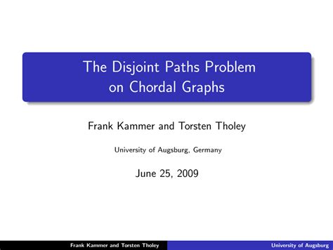 Pdf The K Disjoint Paths Problem On Chordal Graphs