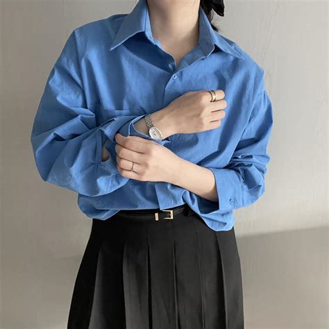 에프레인 세미크롭셔츠 바스락 링클프리셔츠 코발트블루셔츠 color