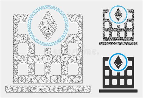 Ethereum Office Vector Mesh Carcass Model And Triangle Mosaic Icon Stock Vector Illustration