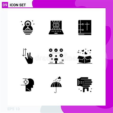 9 Universal Solid Glyphs Set For Web And Mobile Applications Down Two Bible Gestures Pray