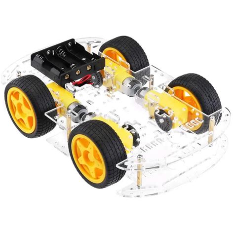 Diy Robot Car Smart Chassis Kit W Speed Encoder 4w 2 Layer For Arduino Rpi Robotshop