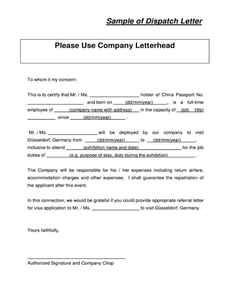 Fillable Online Sample Of Dispatch Letter Fax Email Print Pdffiller