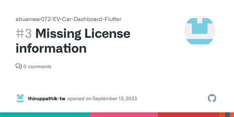 missing license information · issue 3 · abuanwar072 ev car dashboard