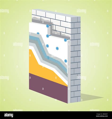 Cross Section Layered Scheme Of A Polystyrene Thermal Isolation All Layers Of Exterior