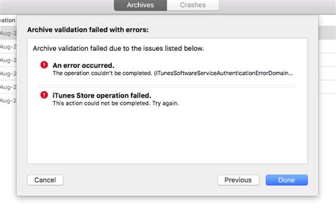 ios xcode validation issue itunes software service authentication