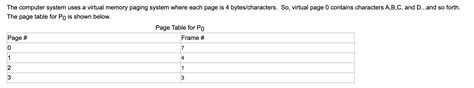 Solved The Computer System Uses A Virtual Memory Paging