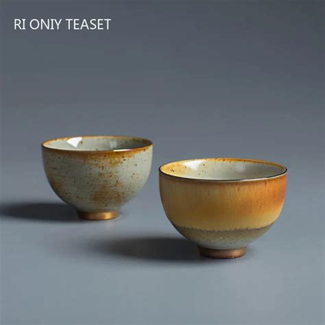 레트로 가마 변경 세라믹 찻잔 개인 명상 컵 여행 차 그릇 넥타이 관음 퓨어 마스터 컵 차 세트 액세서리티웨어 세트