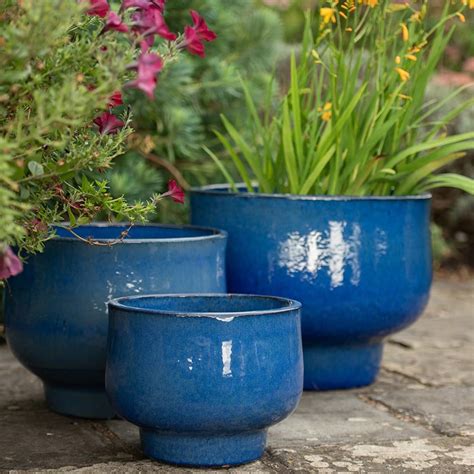 Buy Glazed Ceramic Planter Deep Blue